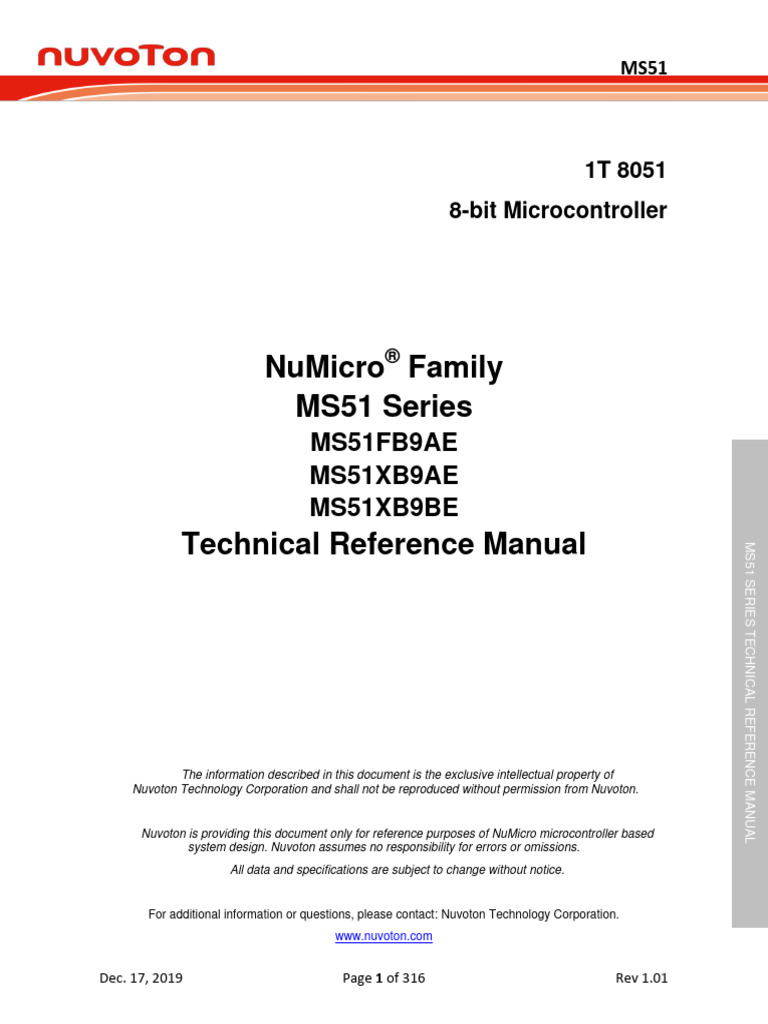 NuMicro Family MS51 Series Technical Reference Manual | PDF | Analog To ...