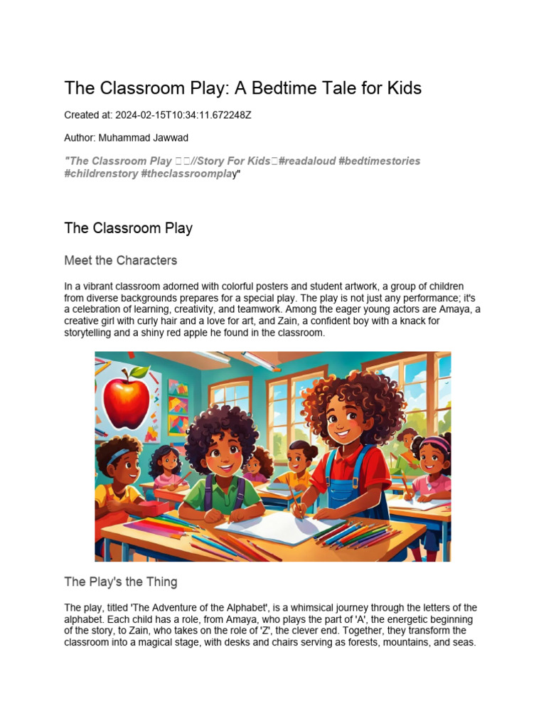 Kids' Alphabet Adventure Tale | PDF | Classroom