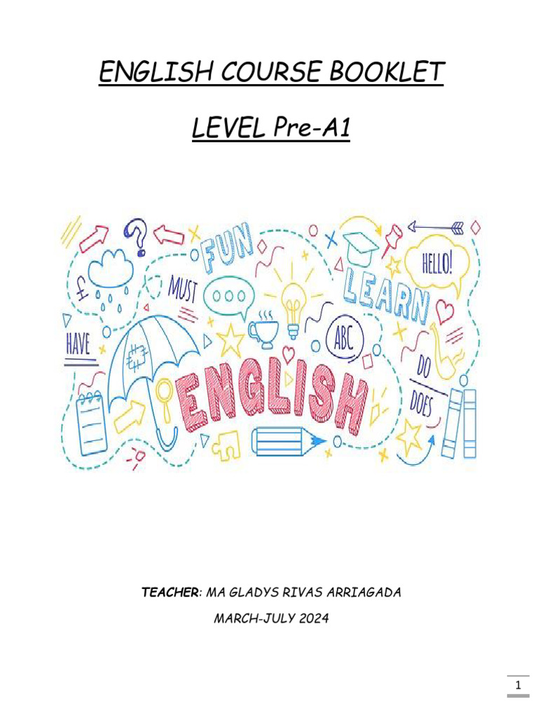 Pre-A1 English Course Booklet 2024 | PDF | Linguistics | Syntax