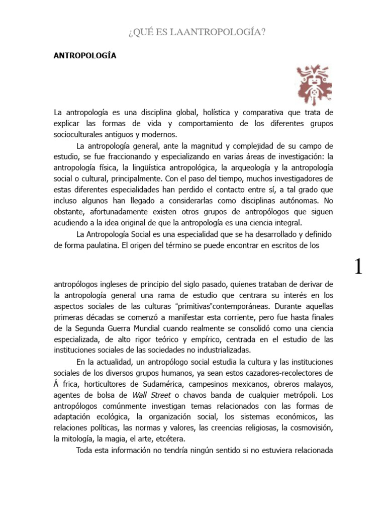 1 Qué Es La Antropología | PDF | Antropología | Lingüística