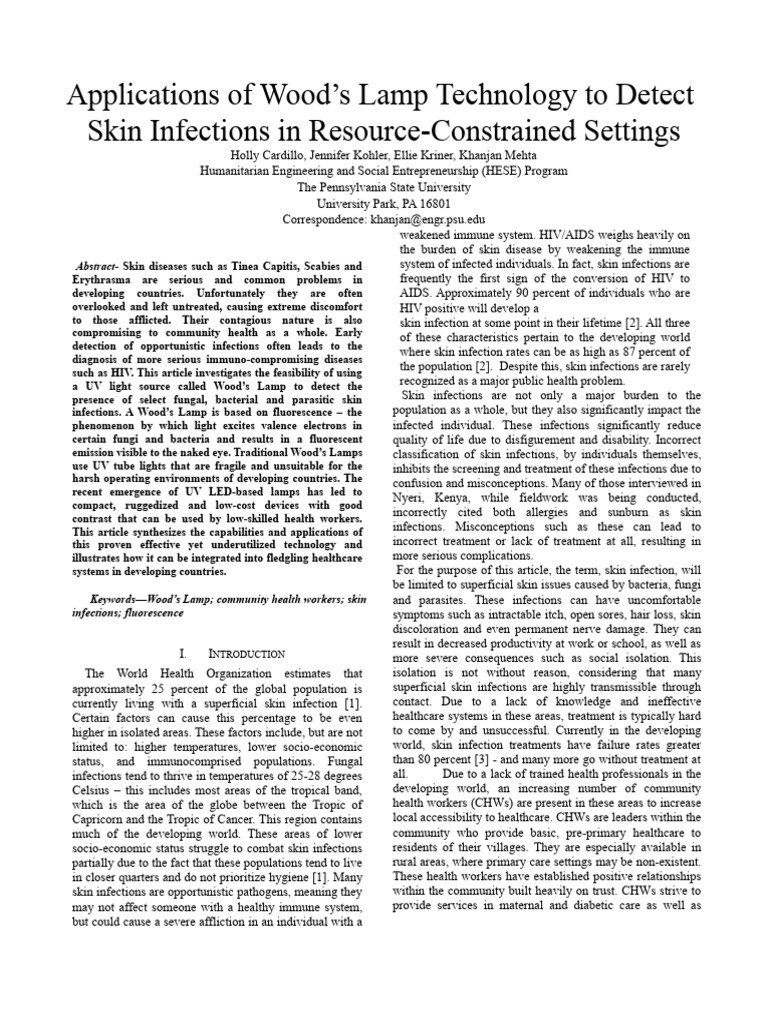 Applications of Wood's Lamp Technology To Detect Skin Infections in ...