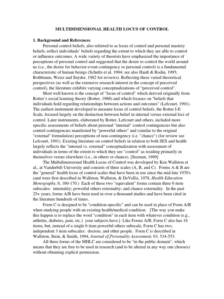 Multidimensional Health Locus of Control | PDF | Applied Psychology ...