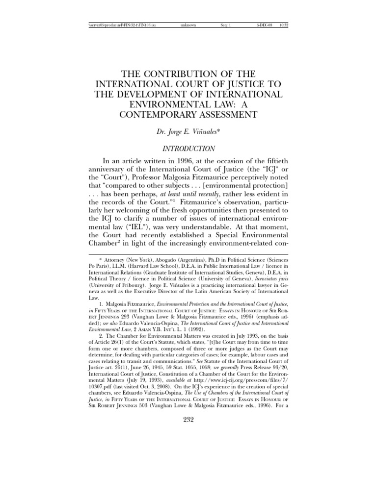 ICJ's Role in International Environmental Law | PDF | International Law ...