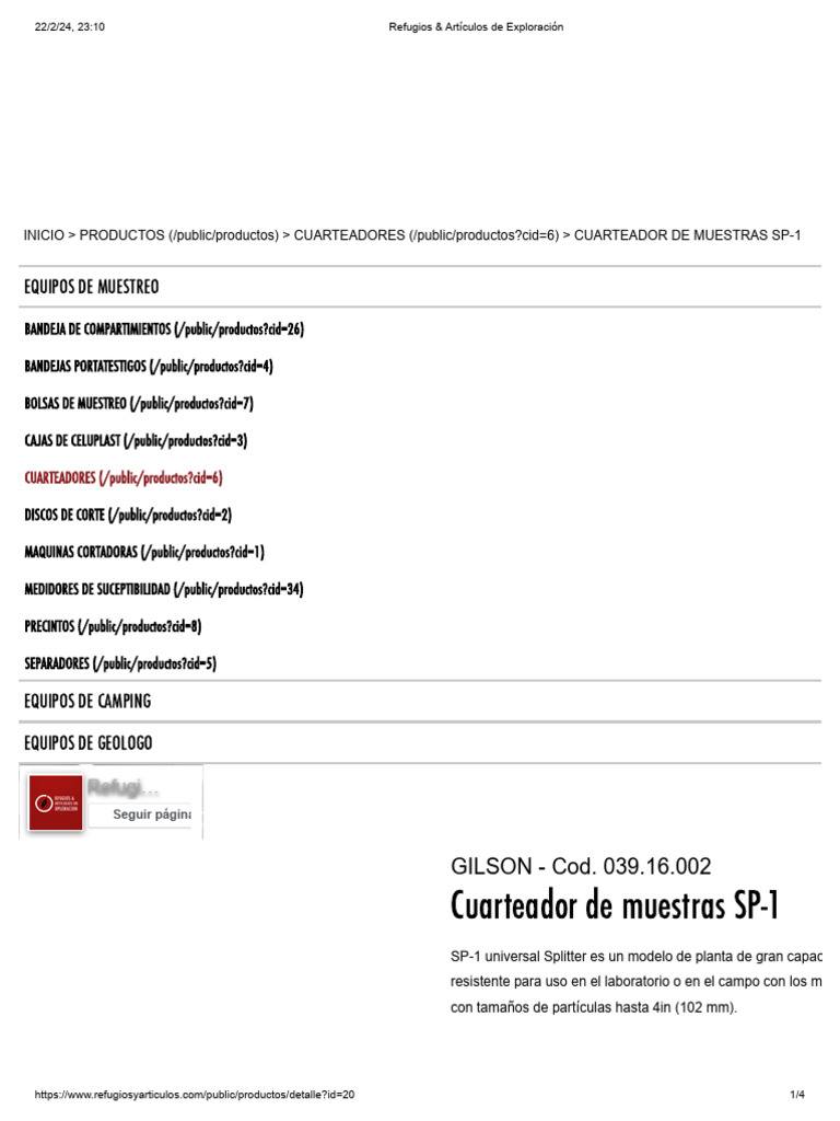 Cuarteador de Muestras SP-1 | PDF