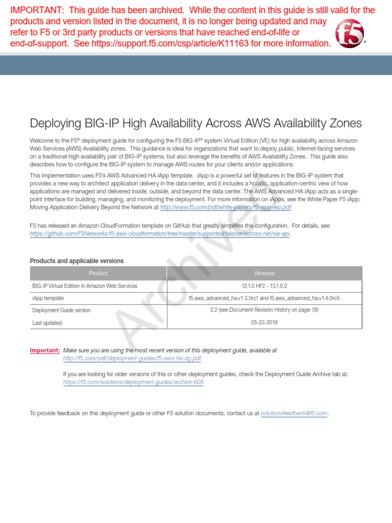f5-aws-ha-dg_2 | PDF | Ip Address | Port (Computer Networking)