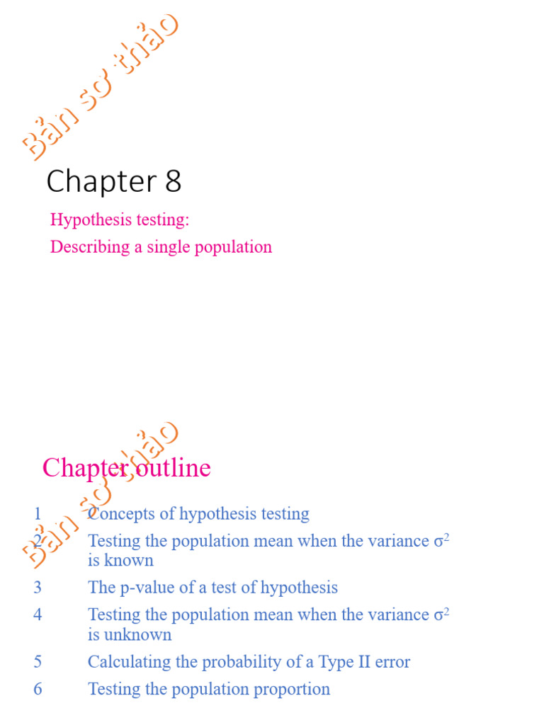 8 Hypothesis Testing - Describing A Single Population | PDF ... 8 Hypothesis Testing - Describing A Single Population | PDF ...