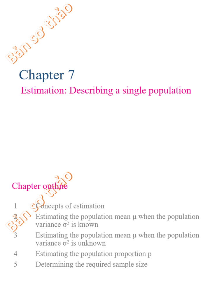 7 Estimation Describing A Single Population | PDF | Estimator | Bias Of ...