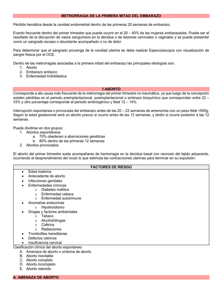 Metrorragia de La Primera Mitad Del Embarazo | PDF | El embarazo ...