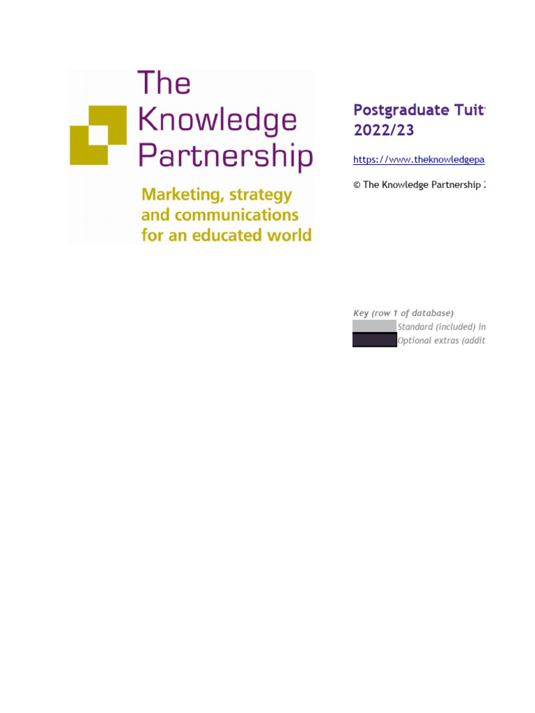 The Knowledge Partnerships PG 2022 23 Tuition Fee Benchmarking Tool ...