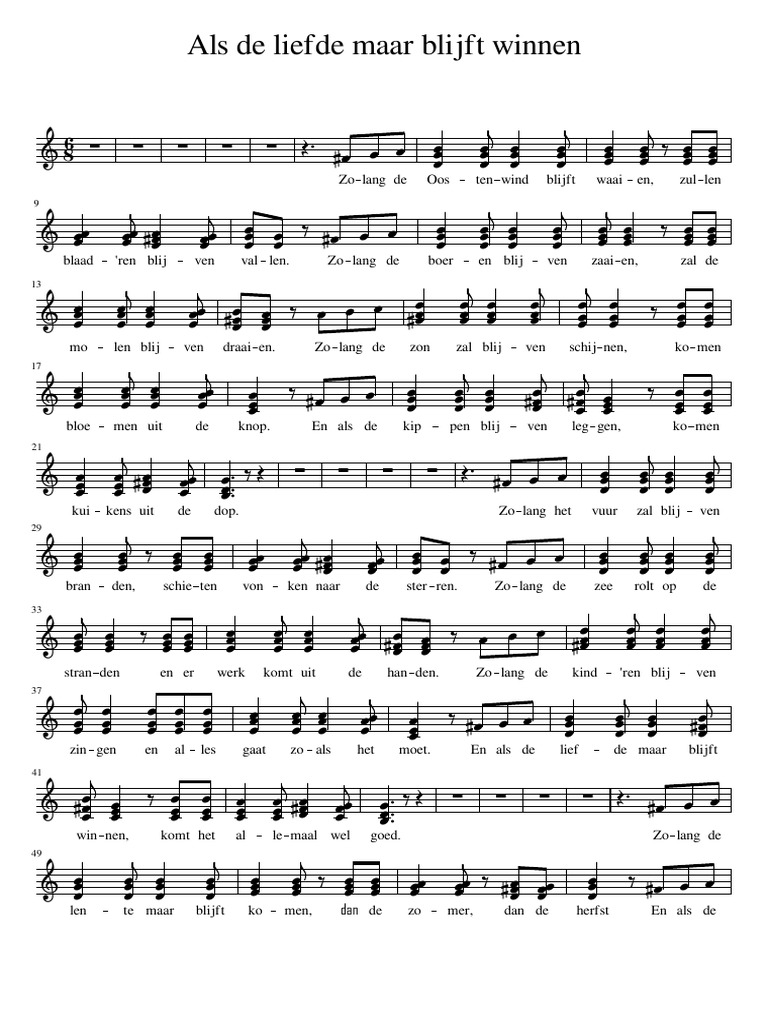 Als de Liefde Maar Blijft Winnen Koor | PDF
