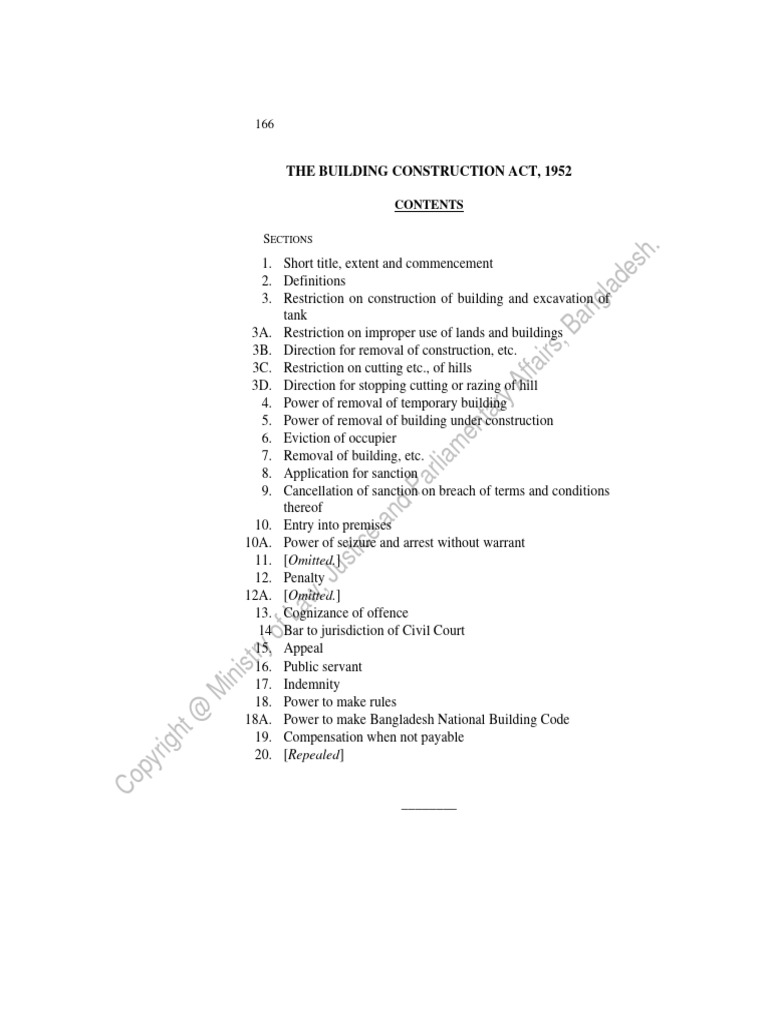 Building Construction Act 1952, Bangladesh | PDF | Common Law | Government