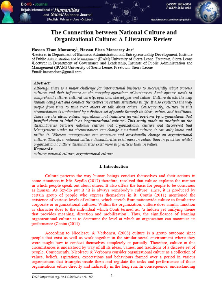 National vs. Organizational Culture Insights | PDF | Organizational ...