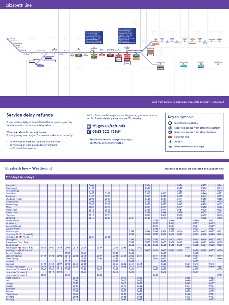 Elizabeth Line Westbound Timetable | PDF | Passenger Rail Transport ...