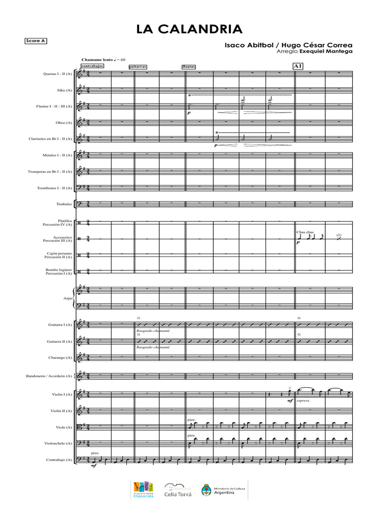 LA CALANDRIA (Score A) | PDF | Tecnología de sonido | Tecnología musical