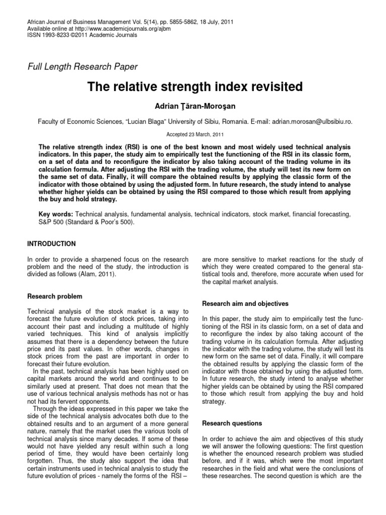 The Relative Strength Index Revisited | PDF | Technical Analysis | Dow ...