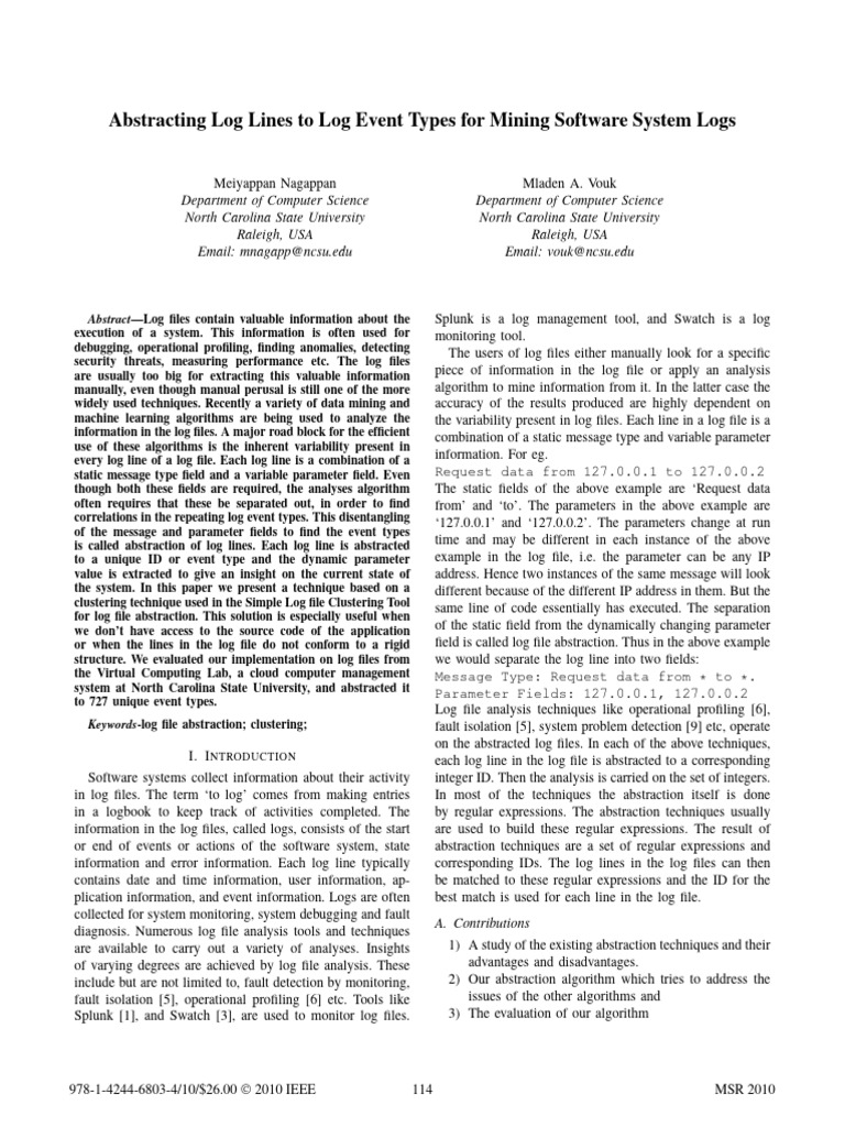 Log Event Type Abstraction at NCSU | PDF | Logarithm | Computer File