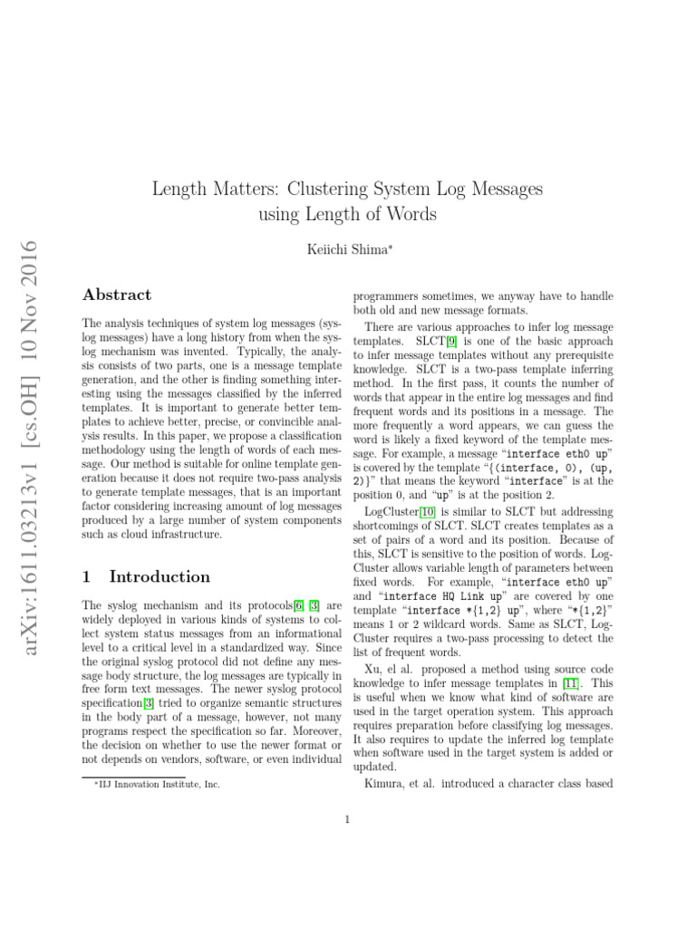 Clustering Syslog Messages by Word Length | PDF | I Pv6 | Internet Protocols