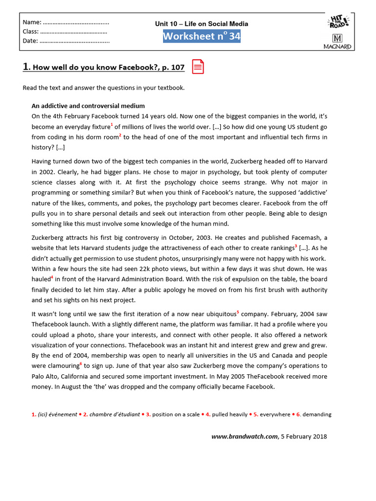 Bur HTR Anglais1re ws34 | PDF | Facebook | Mark Zuckerberg