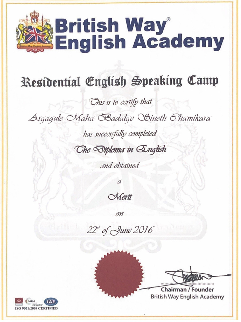 British Certificate | PDF