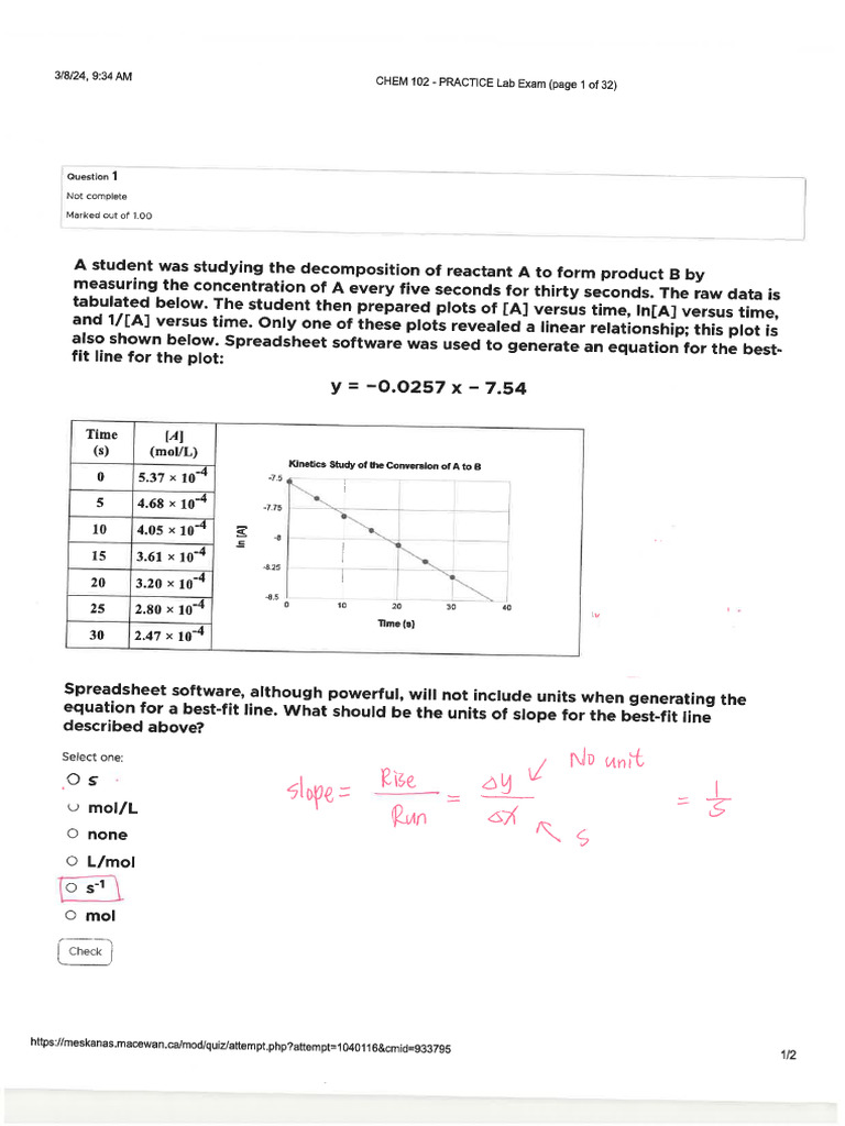 CHEM 102-Lab Practice Exam-Answer Key | PDF