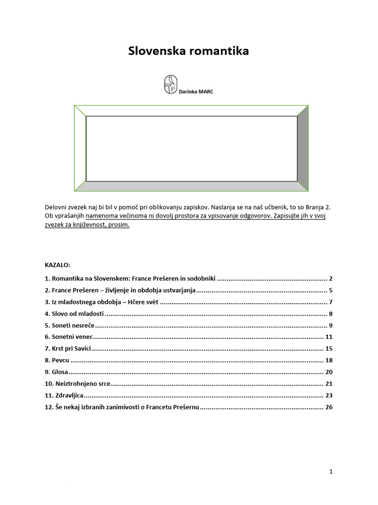 Delovnizvezek Slo Romantika 230606 185102 | PDF