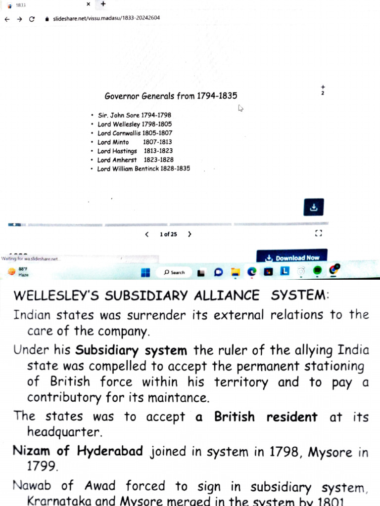 Governor Generals From 1794-1835: Lord Wellesley 1798-1805 | PDF | Governance | Government