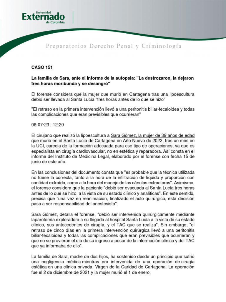 Caso Preparatorio 2024 8 de Marzo de 2024 | PDF | Cirugía ...