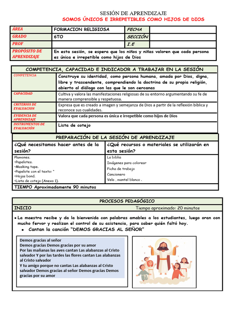 6 - Sesion de Religion | PDF | Narrativa de la creación del Génesis | Creencia religiosa y doctrina