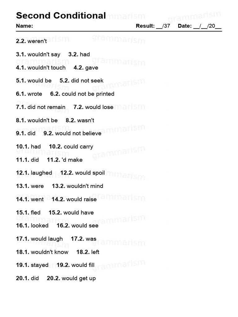 Second Conditional Test Answers | PDF