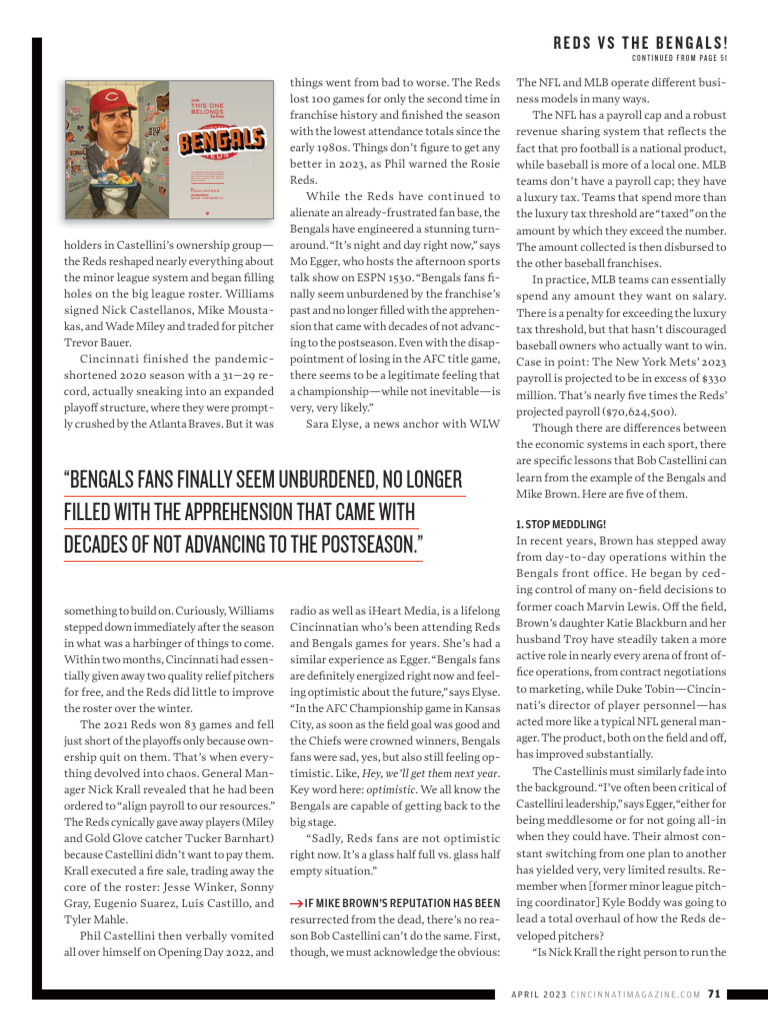 Reds - Vs - Bengals - April 2023 (Cincinnati Magazine) | Download Free ...