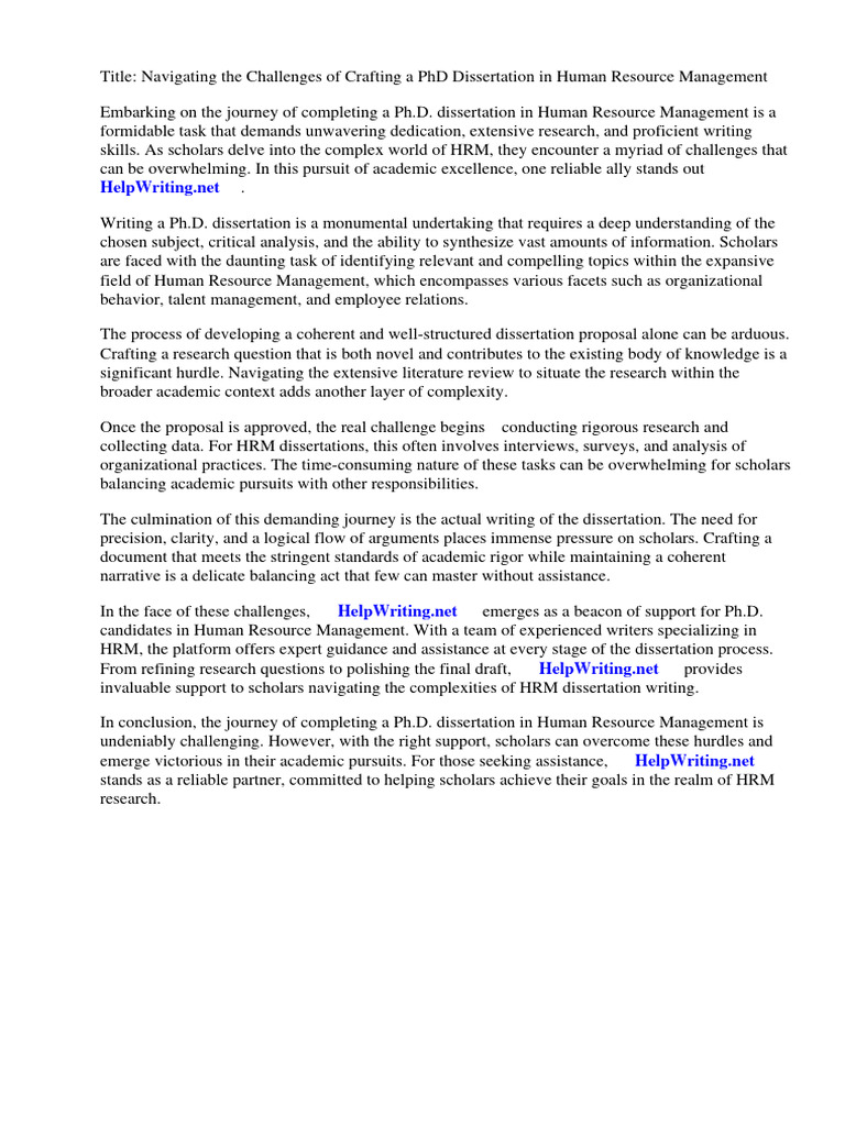 PhD Dissertation Challenges in HRM | PDF | Human Resource Management ...
