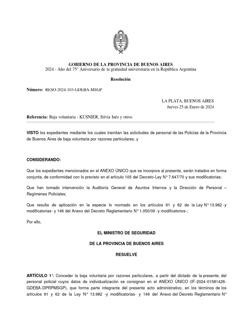 Reso 2024 103 Gdeba MSGP | PDF | Buenos Aires | Gobierno