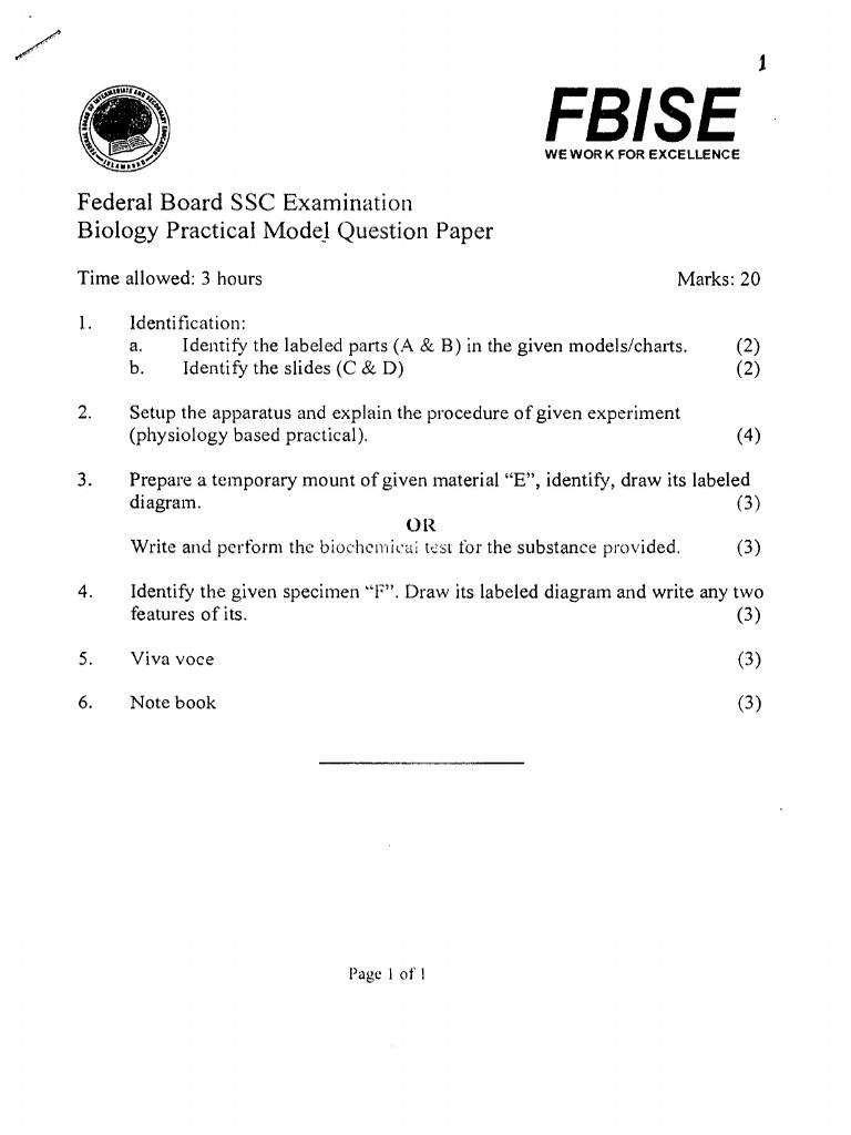 Biology Practical Question Papers | PDF