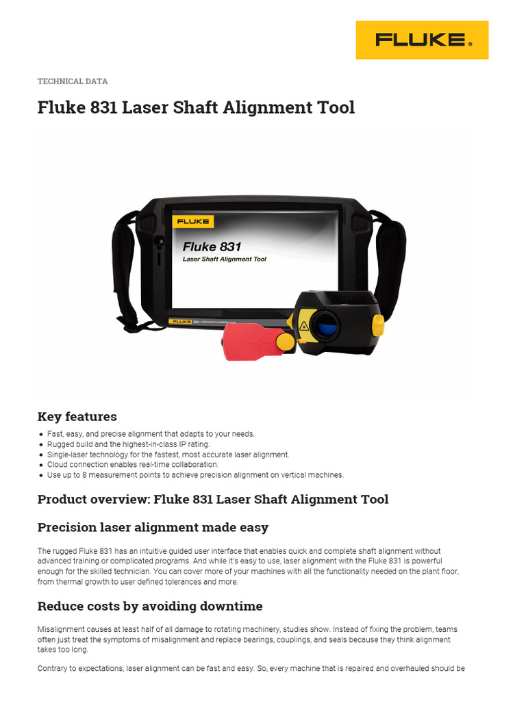 Fluke 831 Laser Shaft Alignment Tool Datasheet | PDF | Machines ...