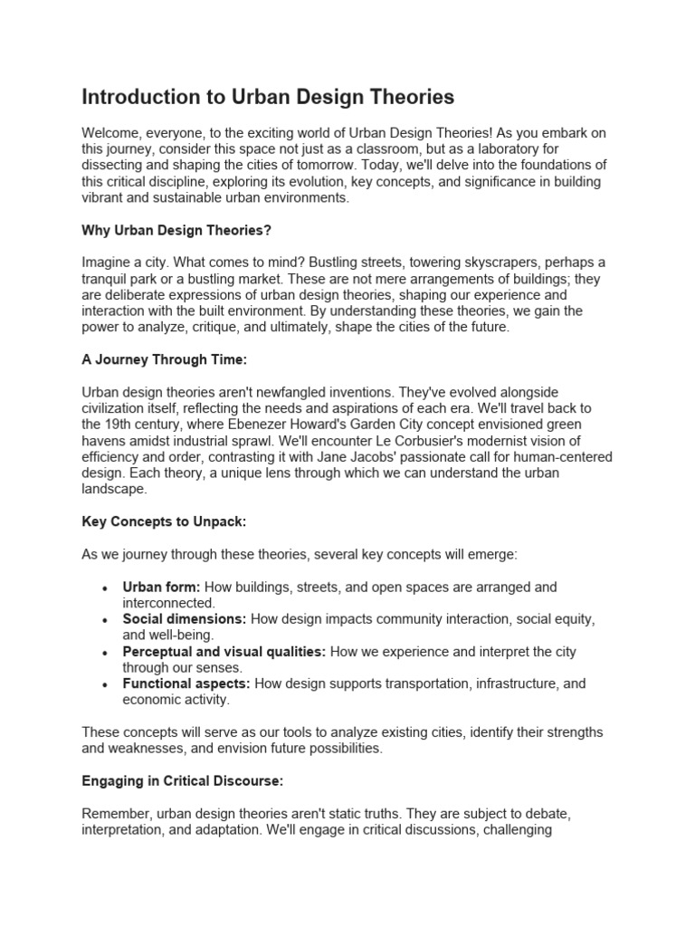 Introduction To Urban Design Theories | PDF | Urban Design | Experience