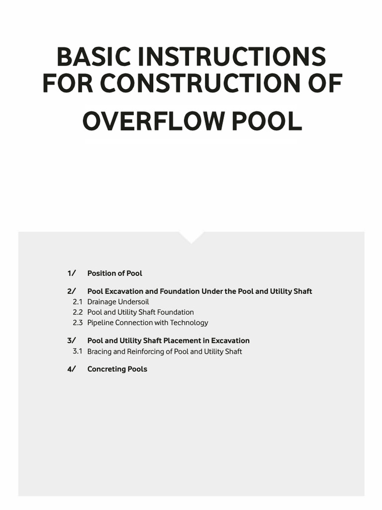 Basic Instructions For Construction of OVERFLOW POOL | PDF | Concrete ...