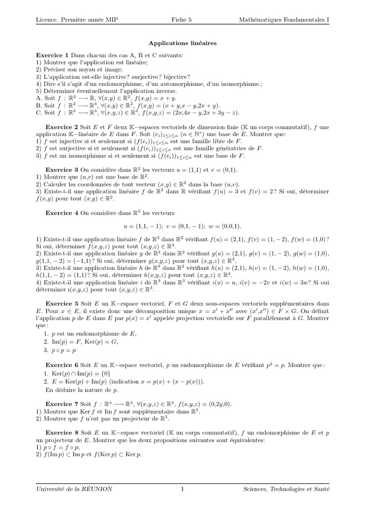 Exos Maths | PDF | Base (algèbre linéaire) | Géométrie