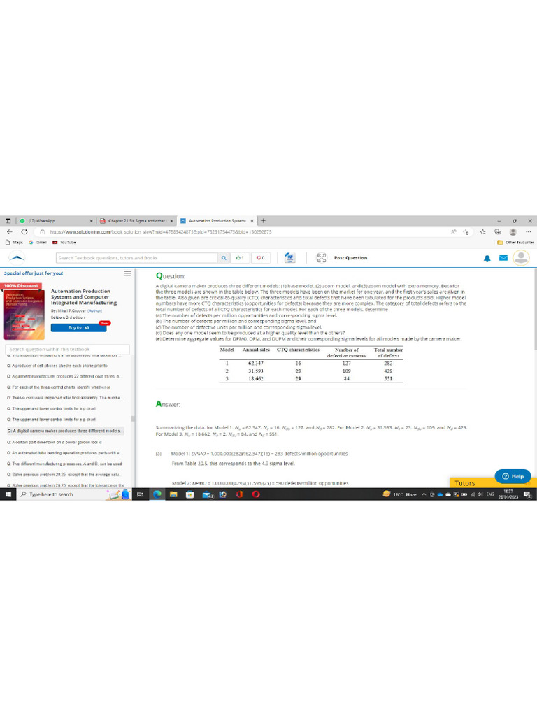 Chapter 21 Six Sigma Solution Wsme | PDF
