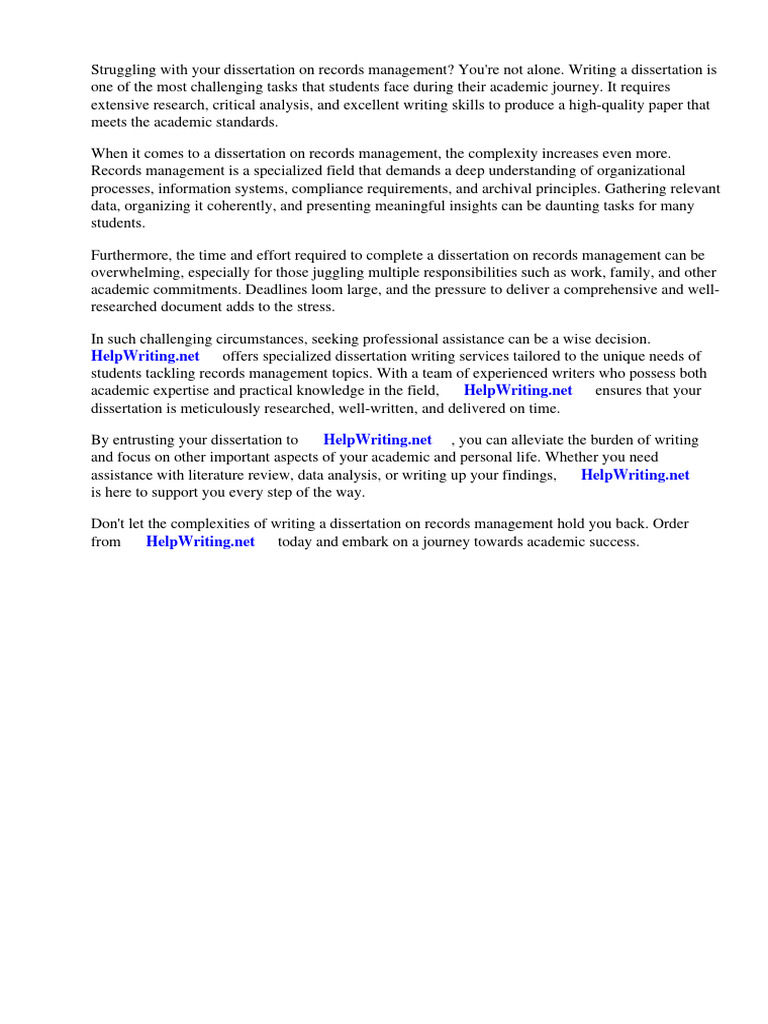 Dissertation of Records Management | PDF | Records Management | Information