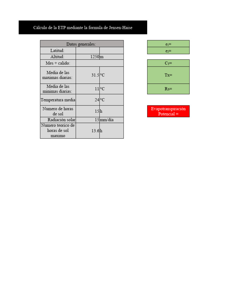 Cálculo de ETP con la fórmula de Jensen | PDF