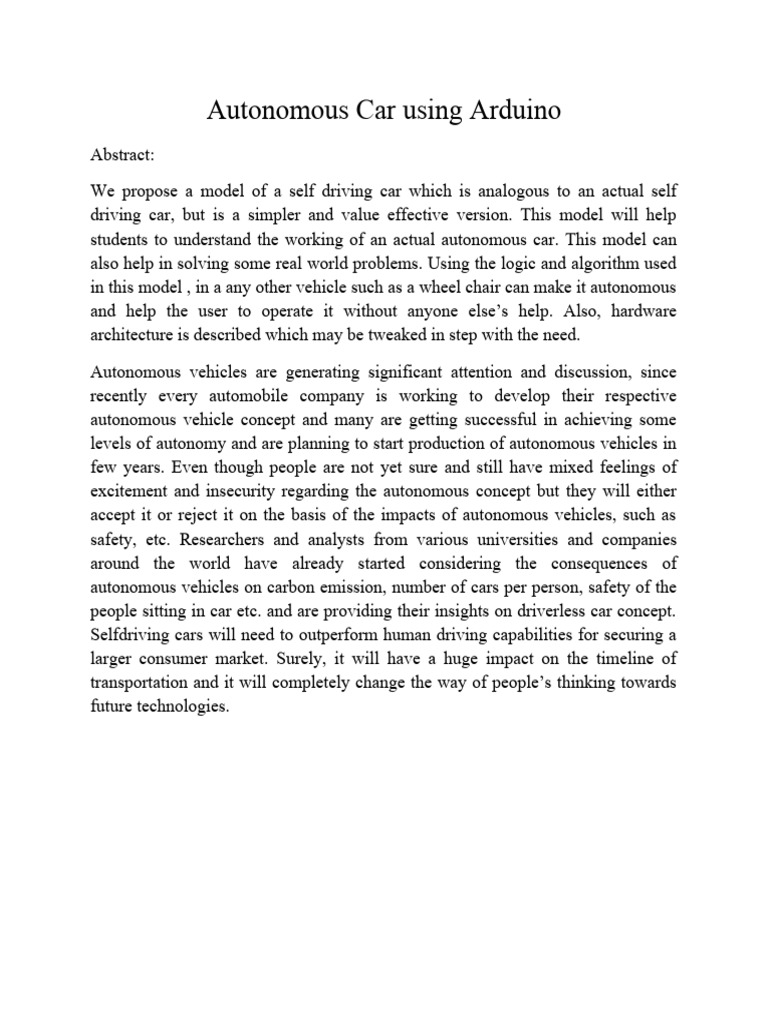 Autonomous Car Using Arduino | PDF Autonomous Car Using Arduino | PDF