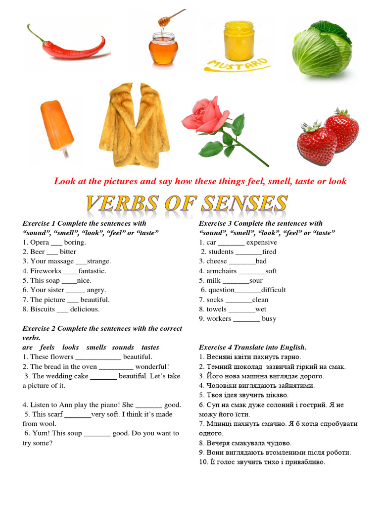 Verbs of Senses Feel Smell Taste Look 89299 | PDF