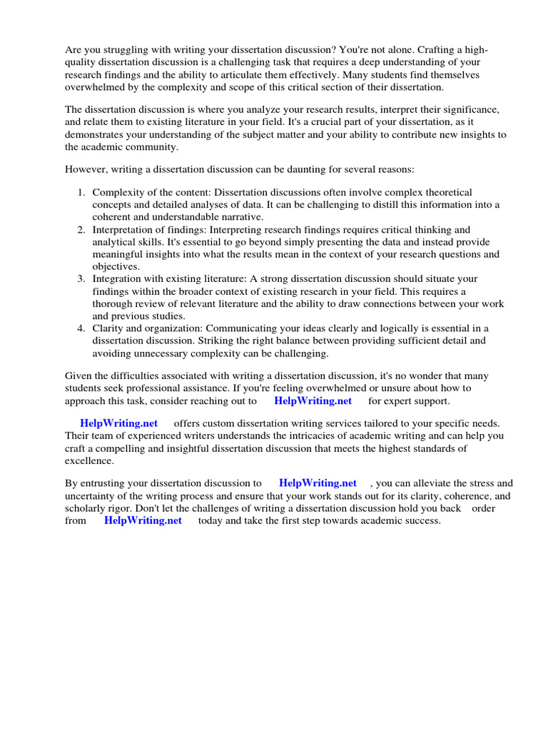 How To Write A Good Dissertation Discussion | Download Free PDF ...