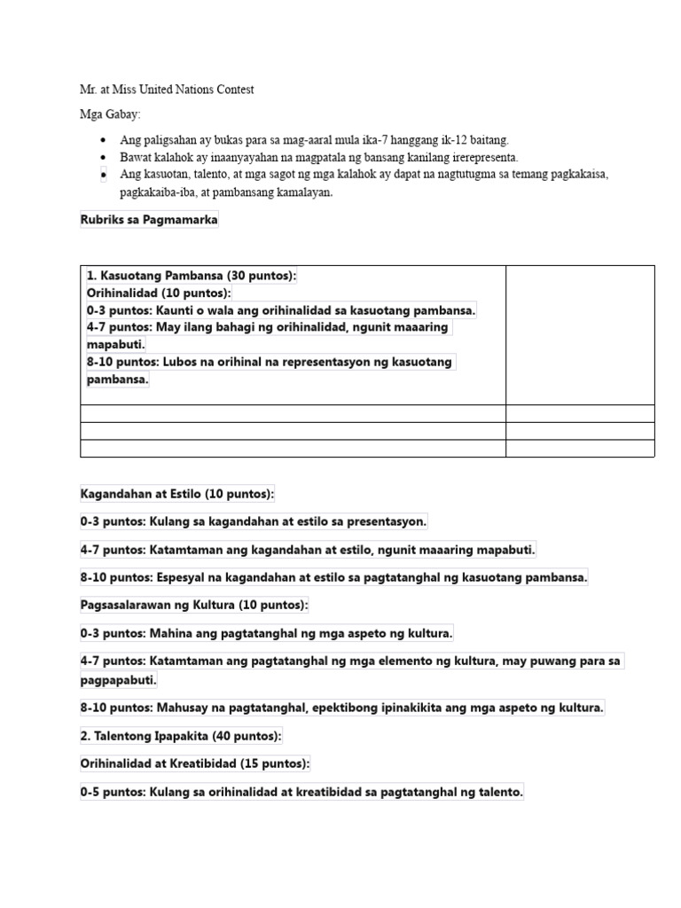 RUBRIKS_MR&MS U.N | PDF