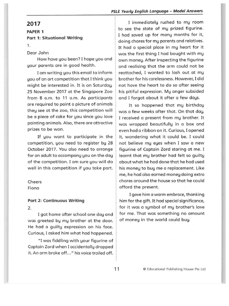 PSLE 2016 2017 Writing Ans | PDF