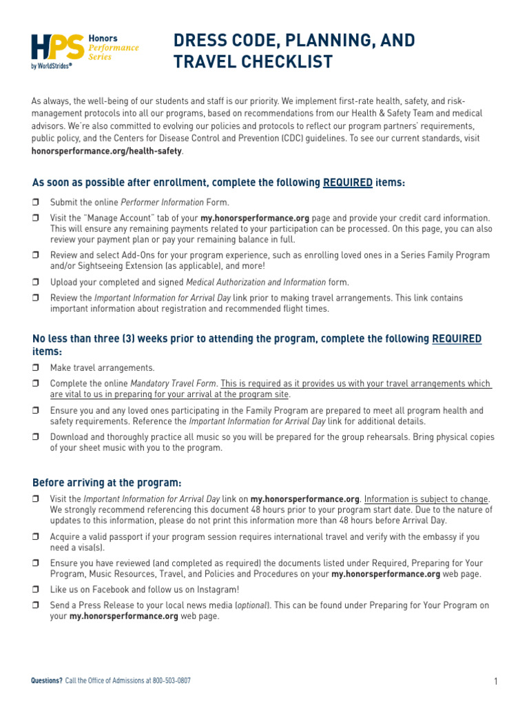 Dress Code, Planning, and Travel Checklist | PDF | Dress | Clothing