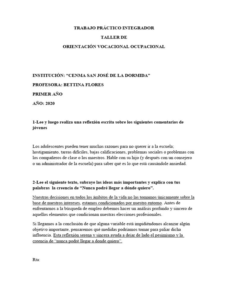 Trabajo Práctico Integrador Profe Bettina | PDF