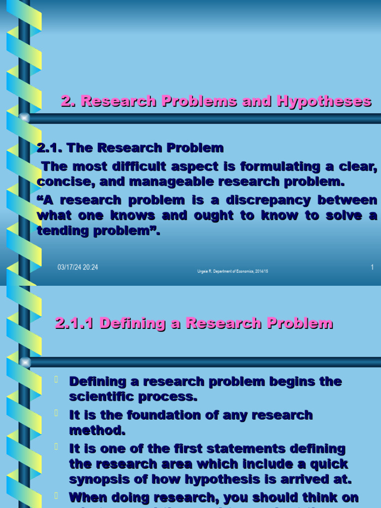 Research Problems and Hypotheses | PDF | Hypothesis | Theory