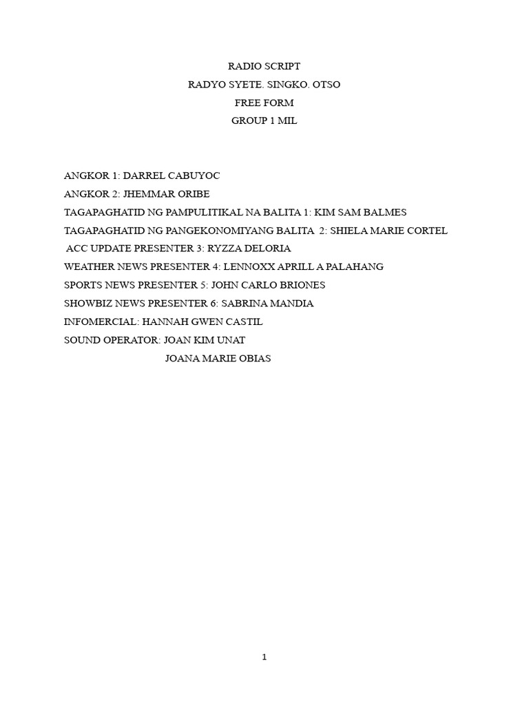 Free Form Radio Script g1 | PDF