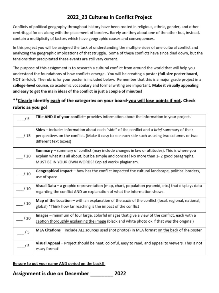 Cultures in Conflict Project 2022-23 | PDF | Social Science | History